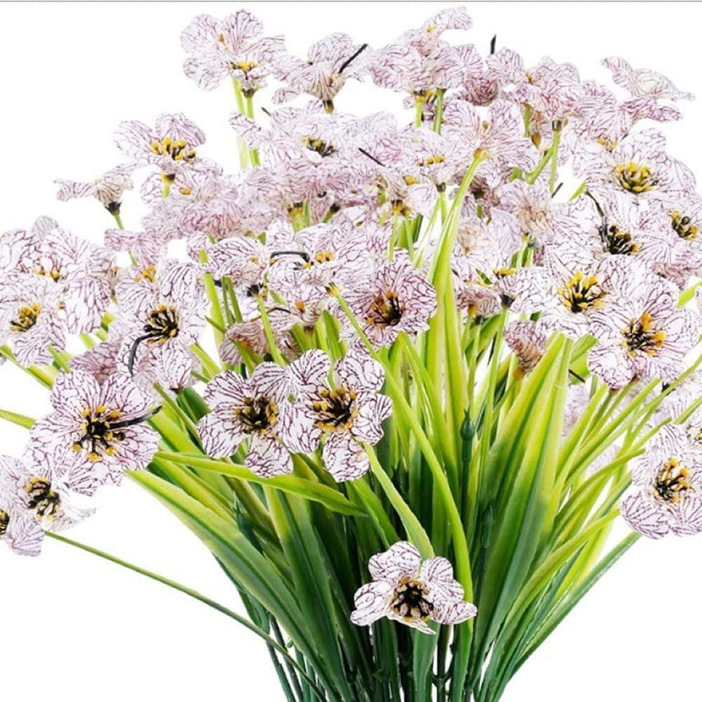HAOSHICS 6Pcs Artificial Violet Flowers,Fake Violet Bunches,Outdoor UV ...