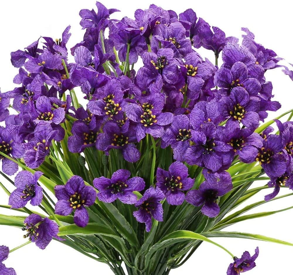 HAOSHICS 6Pcs Artificial Violet Flowers,Fake Violet Bunches,Outdoor UV ...