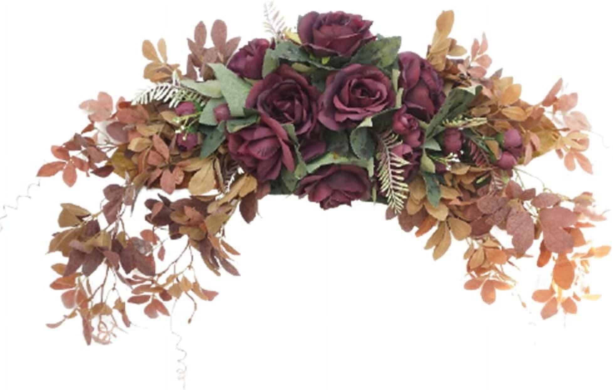 HAOSHICS Artificial Autumn Flower Swag, Real Touch Roses Floral Swag ...