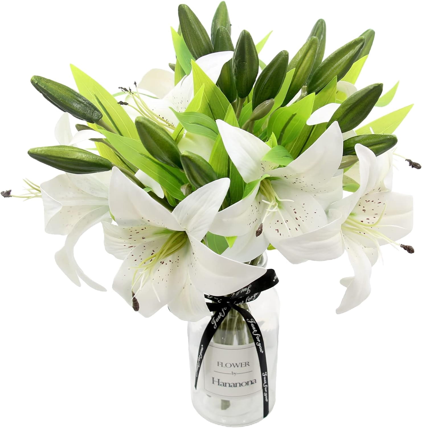 HAOSHICS Artificial Flowers 8 Pieces Artificial Lilies with 3 Buds ...