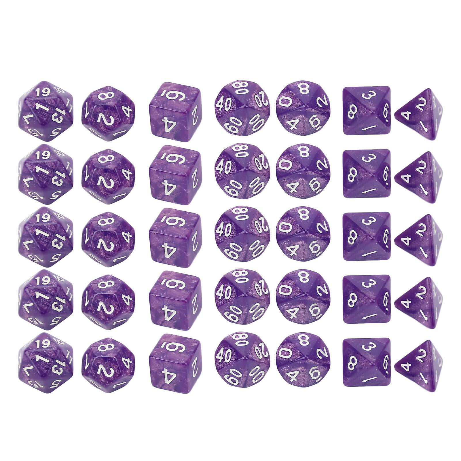 HAOSU 35pcs Plastic Dice Kit Pearl Pattern White Numbers Polyhedral ...