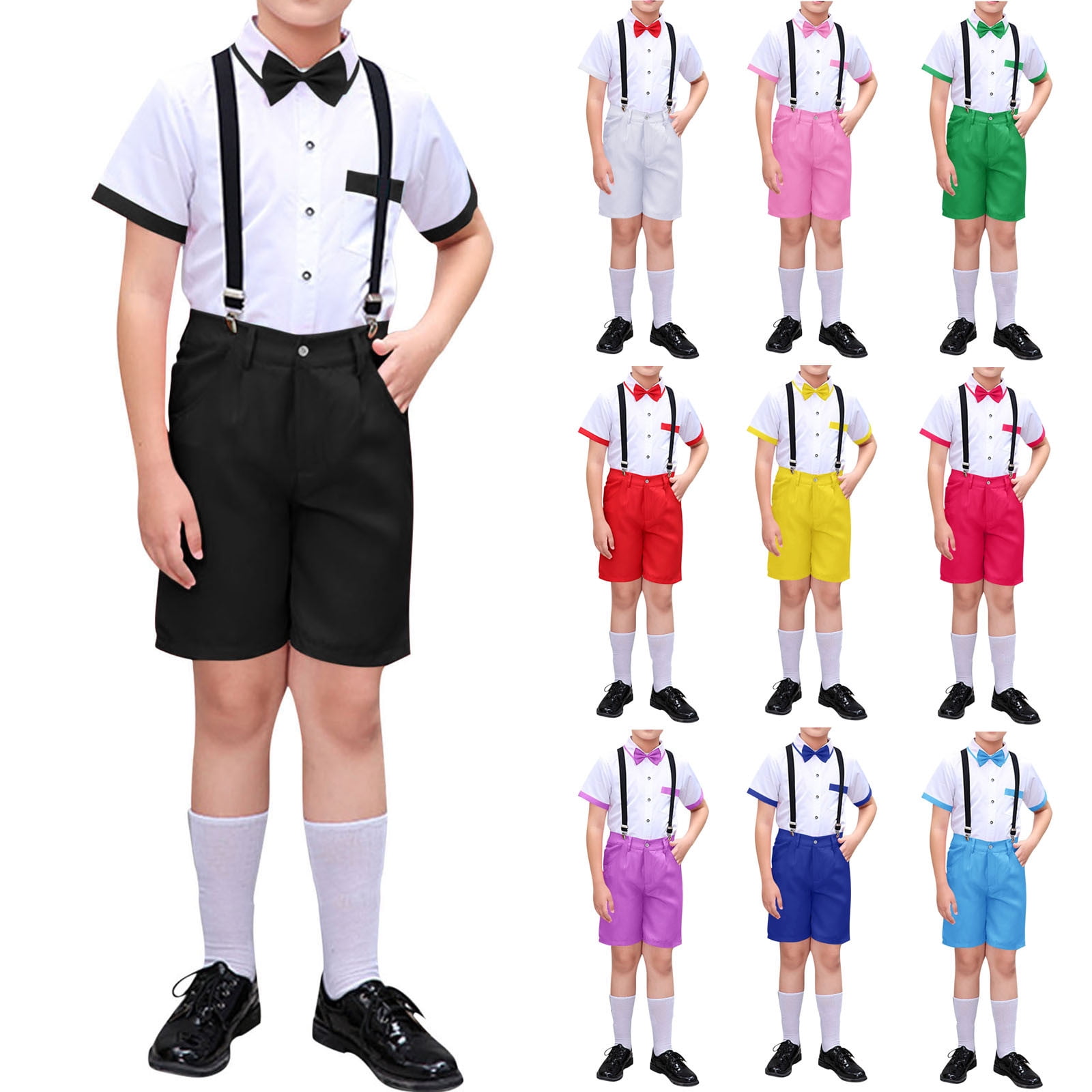 HAOTAGS Boys Performance Outfit Sets, Formal Summer Host Attire Solid ...