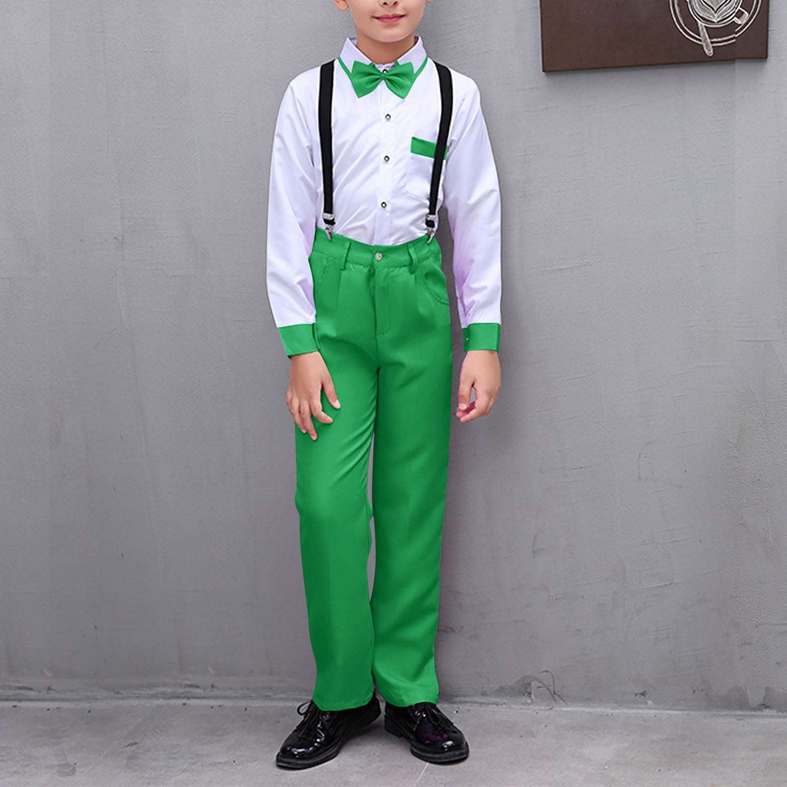 HAOTAGS Boys Suit Outfit Sets, Summer Suspender Trousers Button - Down ...