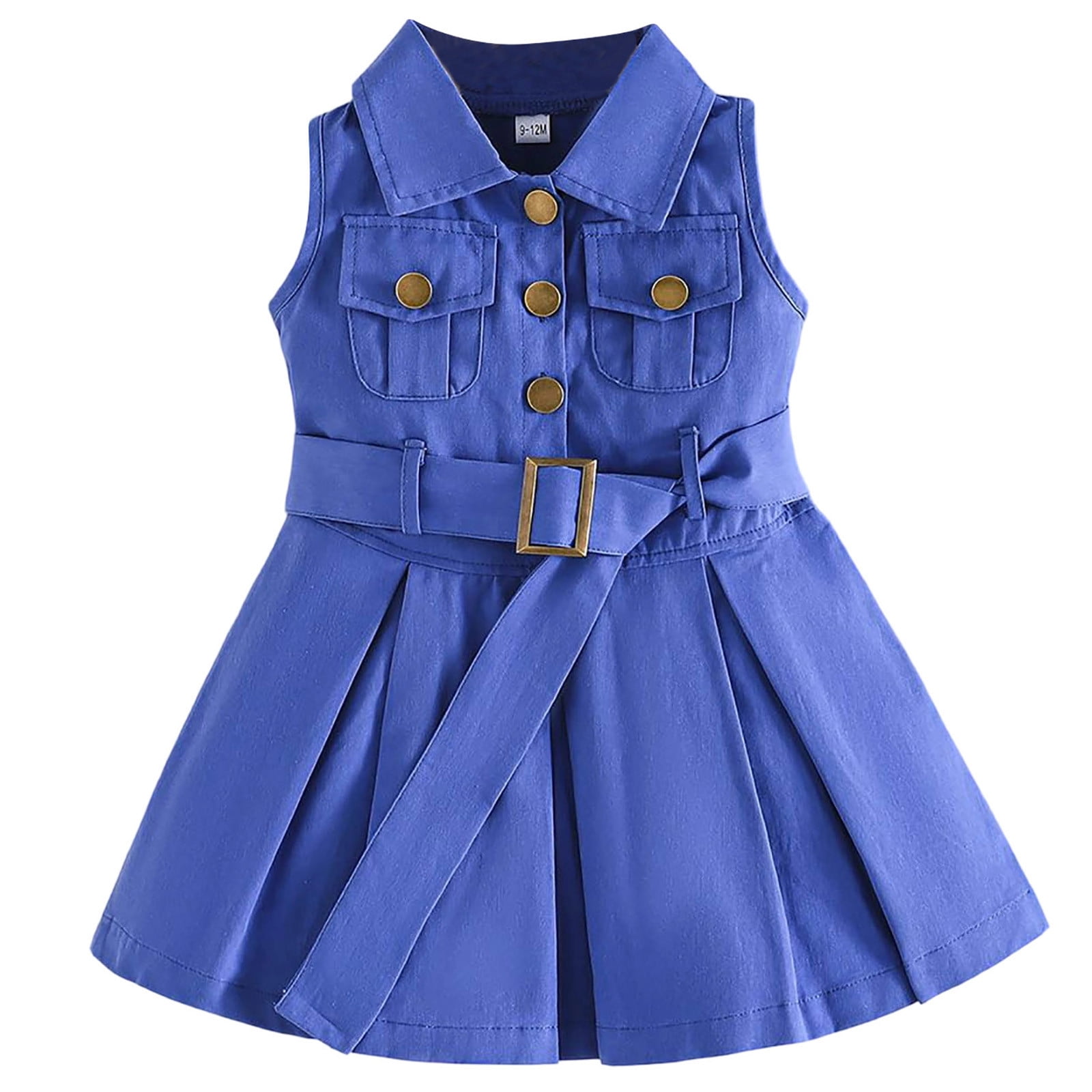 HAOTAGS Denim Jumper Girls Dresses,Causal Sleeveless Round Neck ...