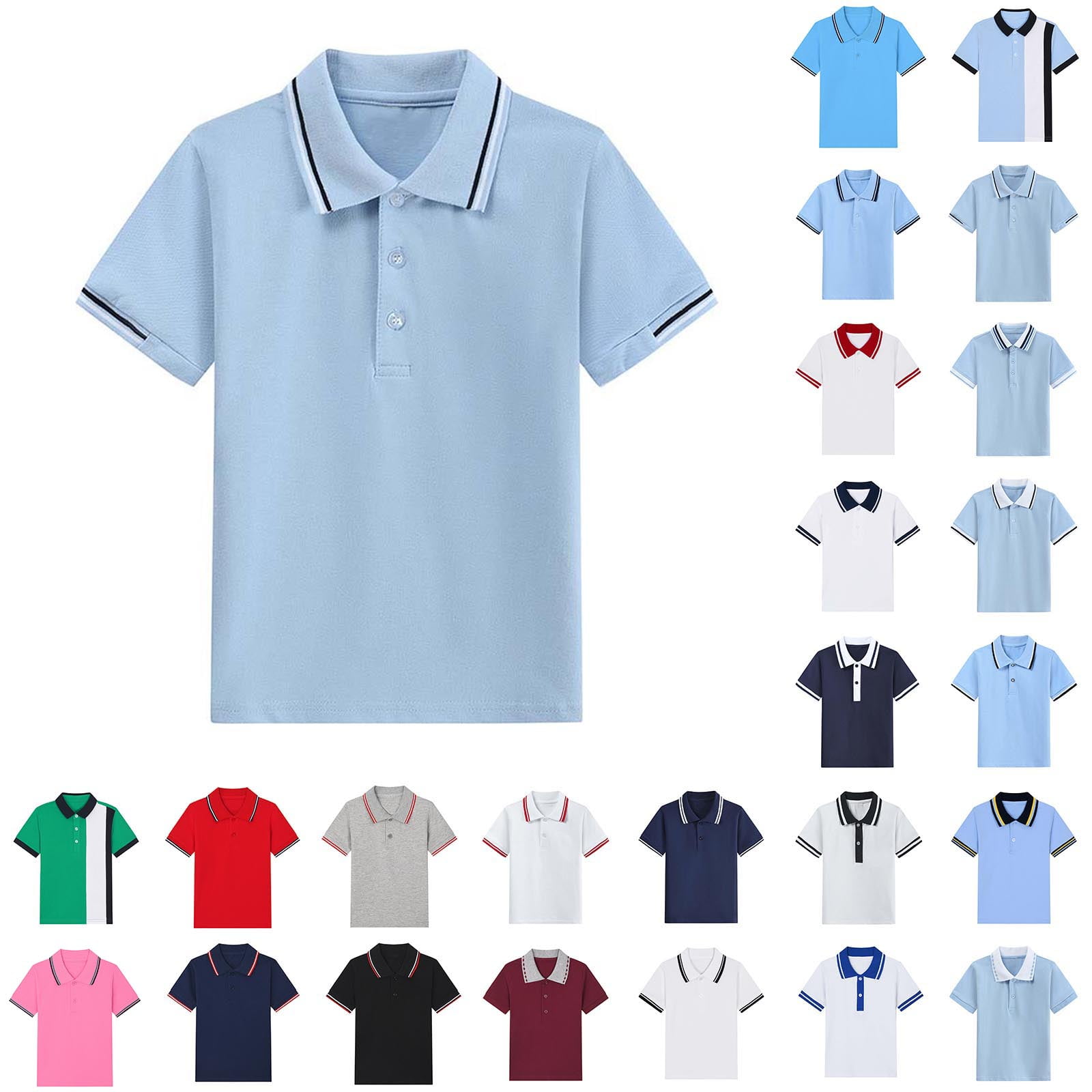 HAOTAGS Girls Boys School Polo Shirt(2-15Y), Buttoned Short-Sleeve ...