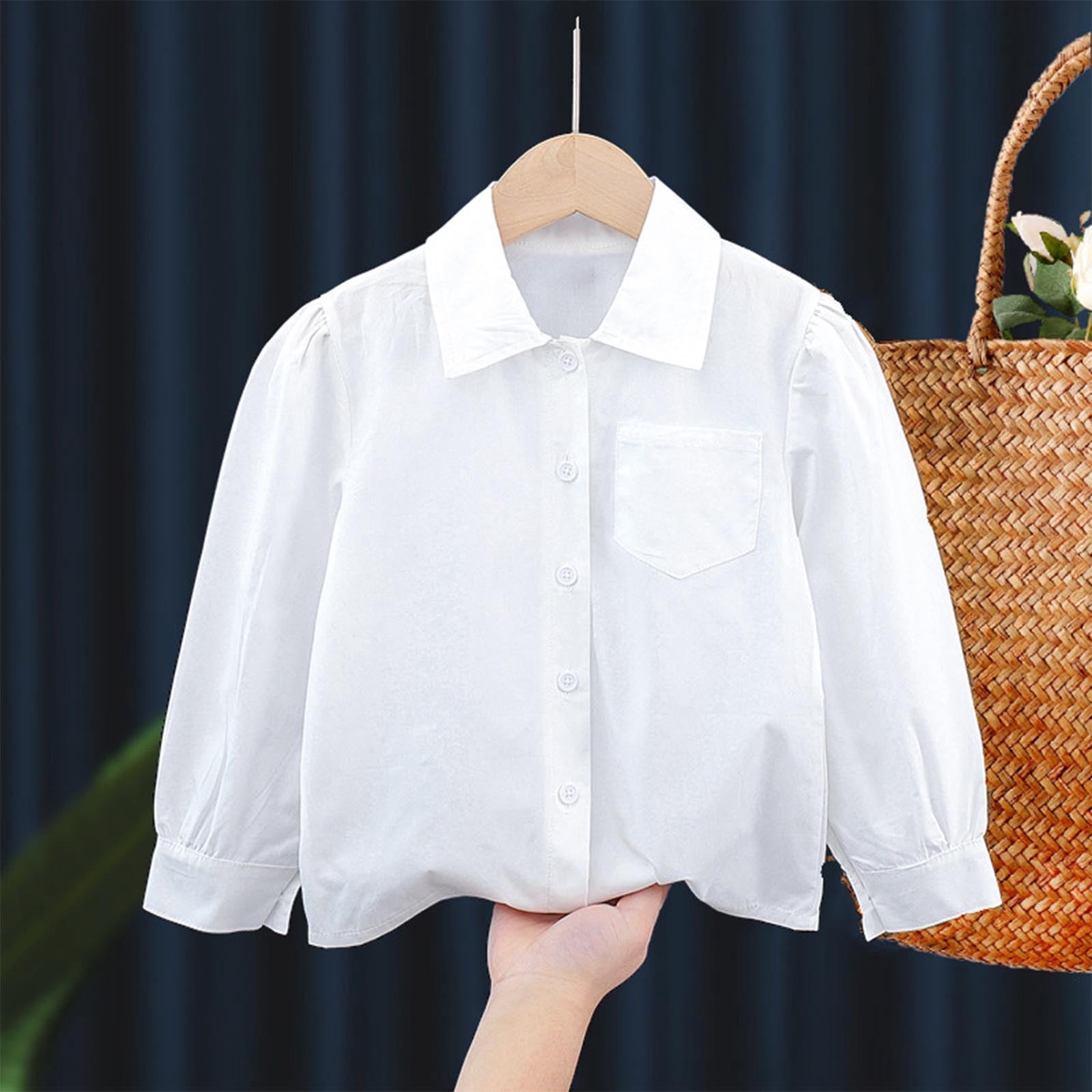 HAOTAGS Girls School Uniform Dress Shirt, Casual Solid School Uniform ...