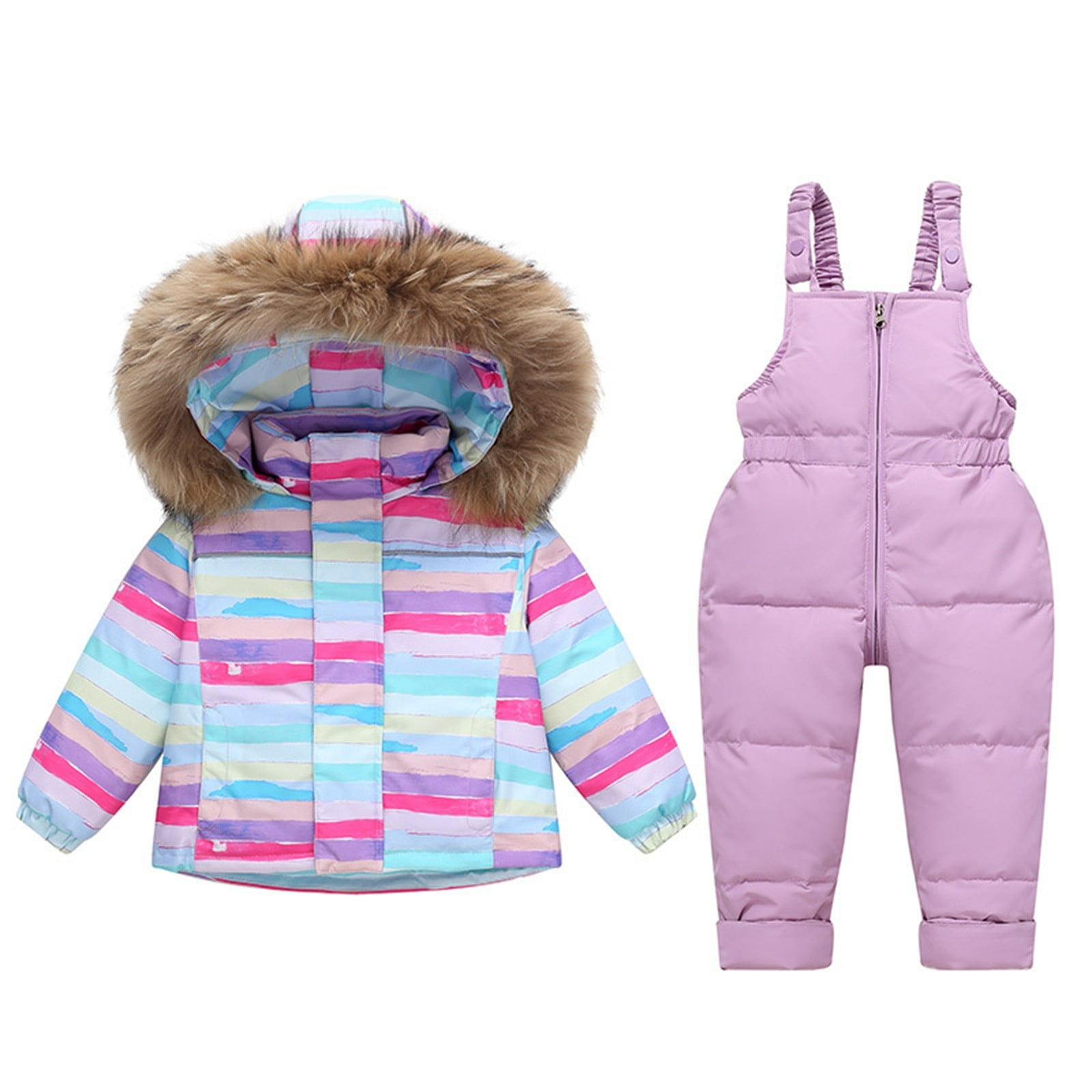 HAOTAGS Girls Ski Suit Set, Overalls Warm Down Jacket Winter Ski Two ...