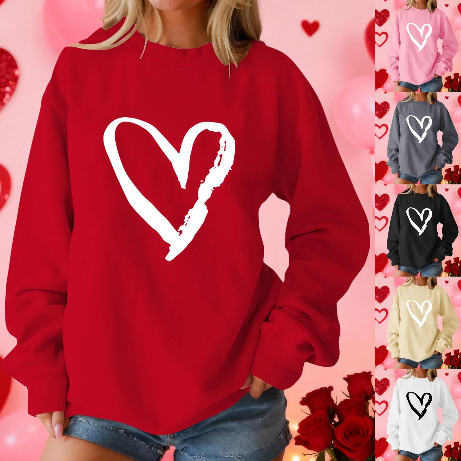 HAOTAGS Girls Sweatshirt, Adjustable Warm Soft Fleece Valentine Prints ...