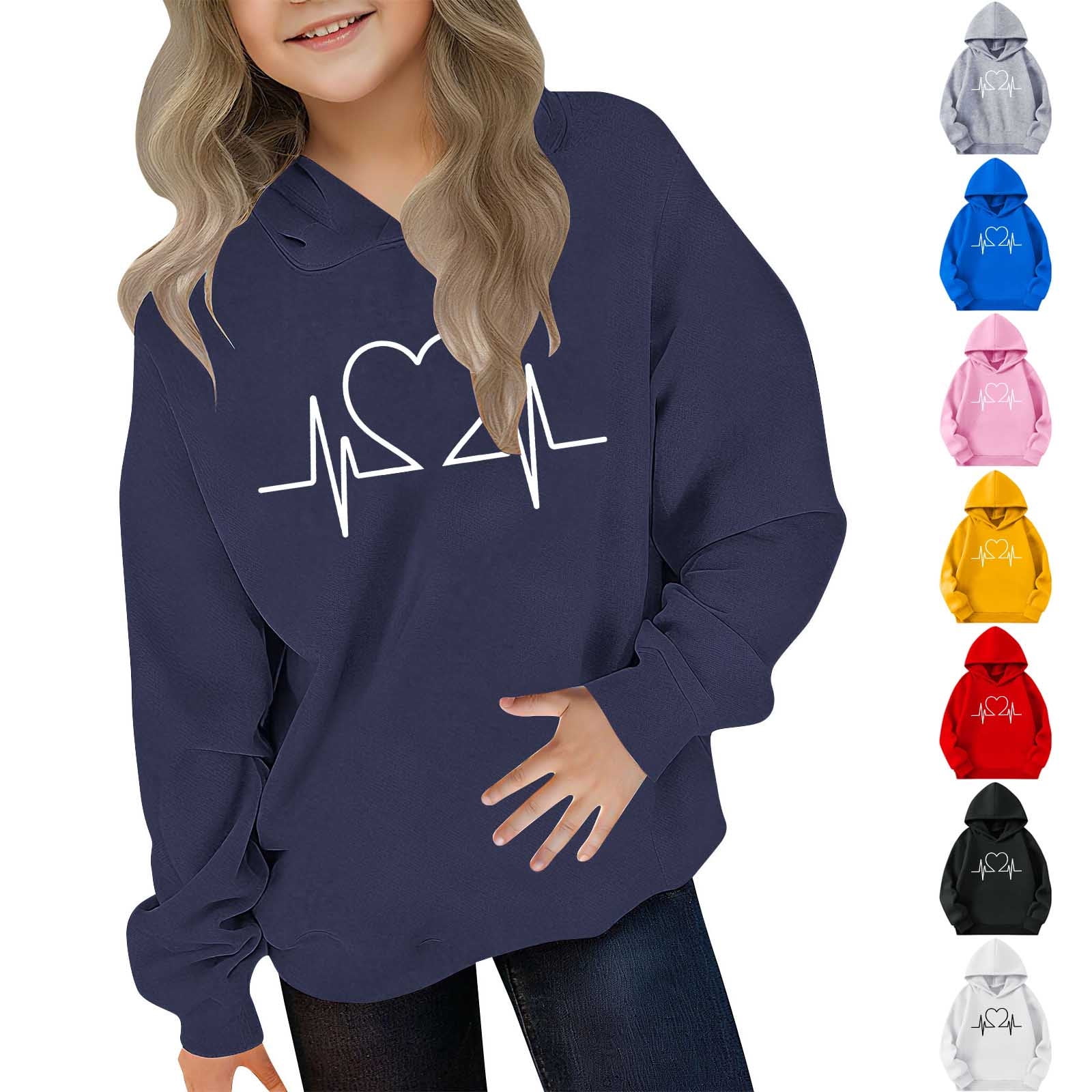 HAOTAGS Girls Valentine's Day Sweatshirt, Plush Fleece Relaxed Graphics ...