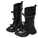 HAOTAGS High-Top Boots for Girls, Low Heel Knee High Rhinestones Zipper ...
