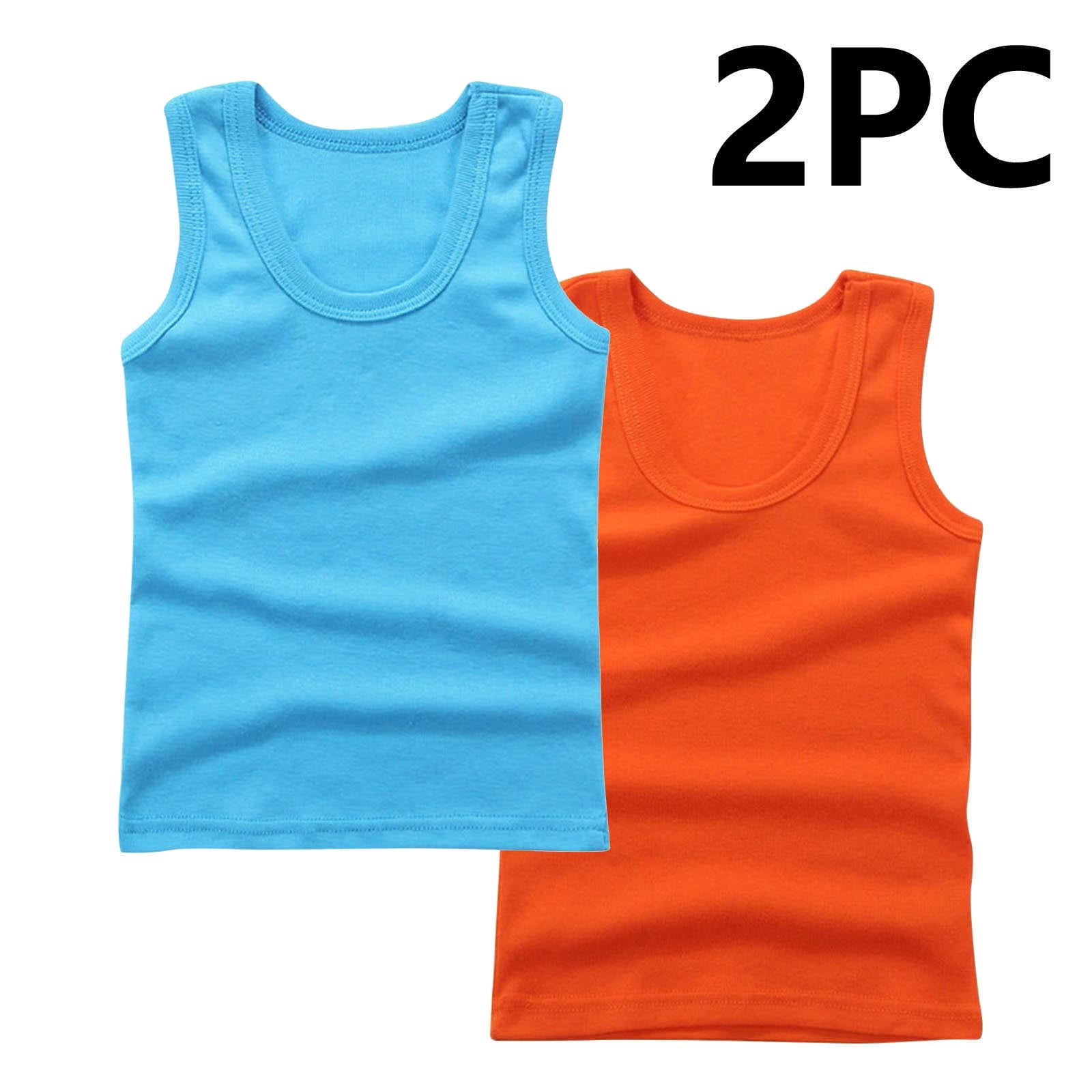 HAOTAGS Kids 2PC Tank Tops Girls Boys, Round Neck Cotton Summer（2-14 ...