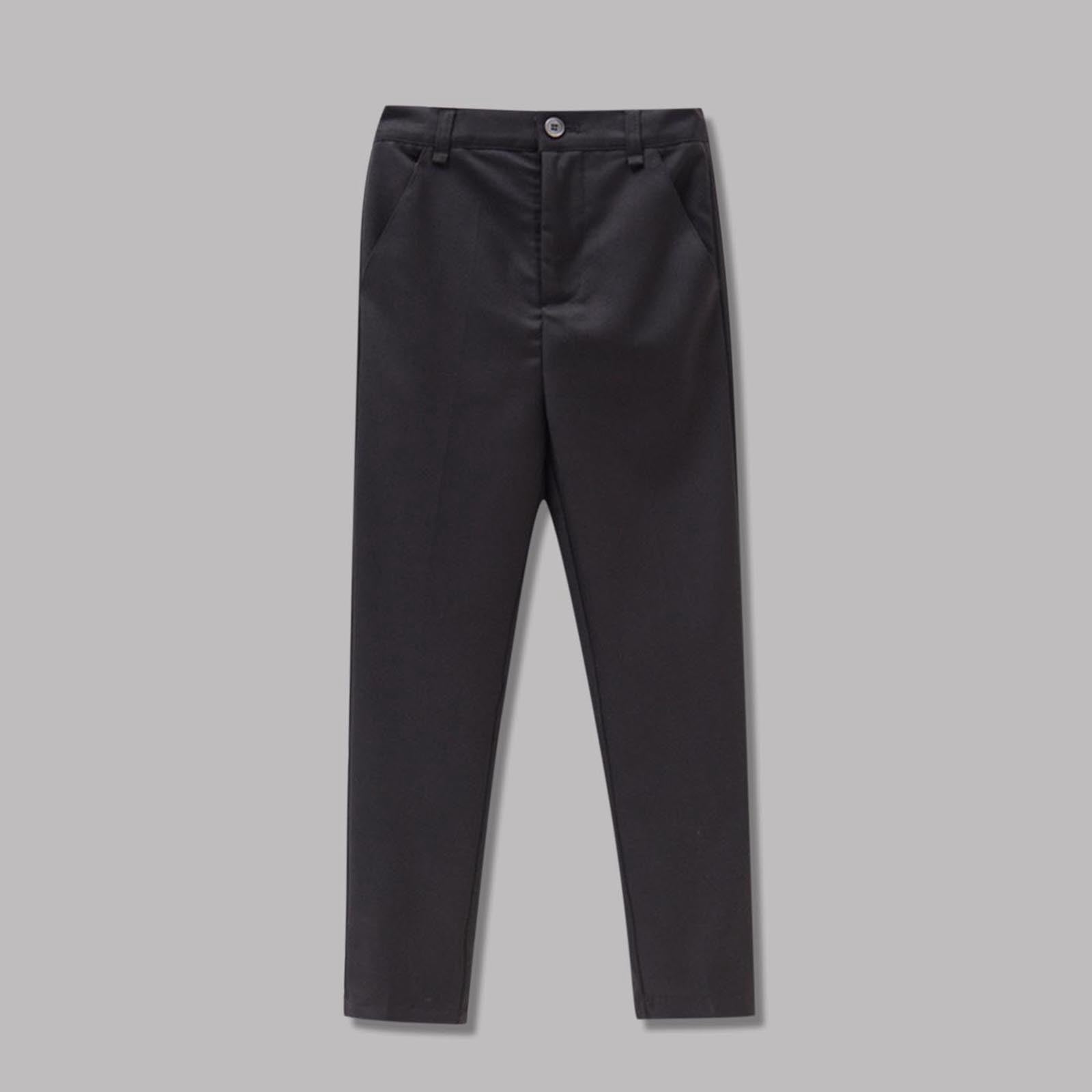 HAOTAGS Kids School Uniform Pants, Flat Front Student Daily Solid ...