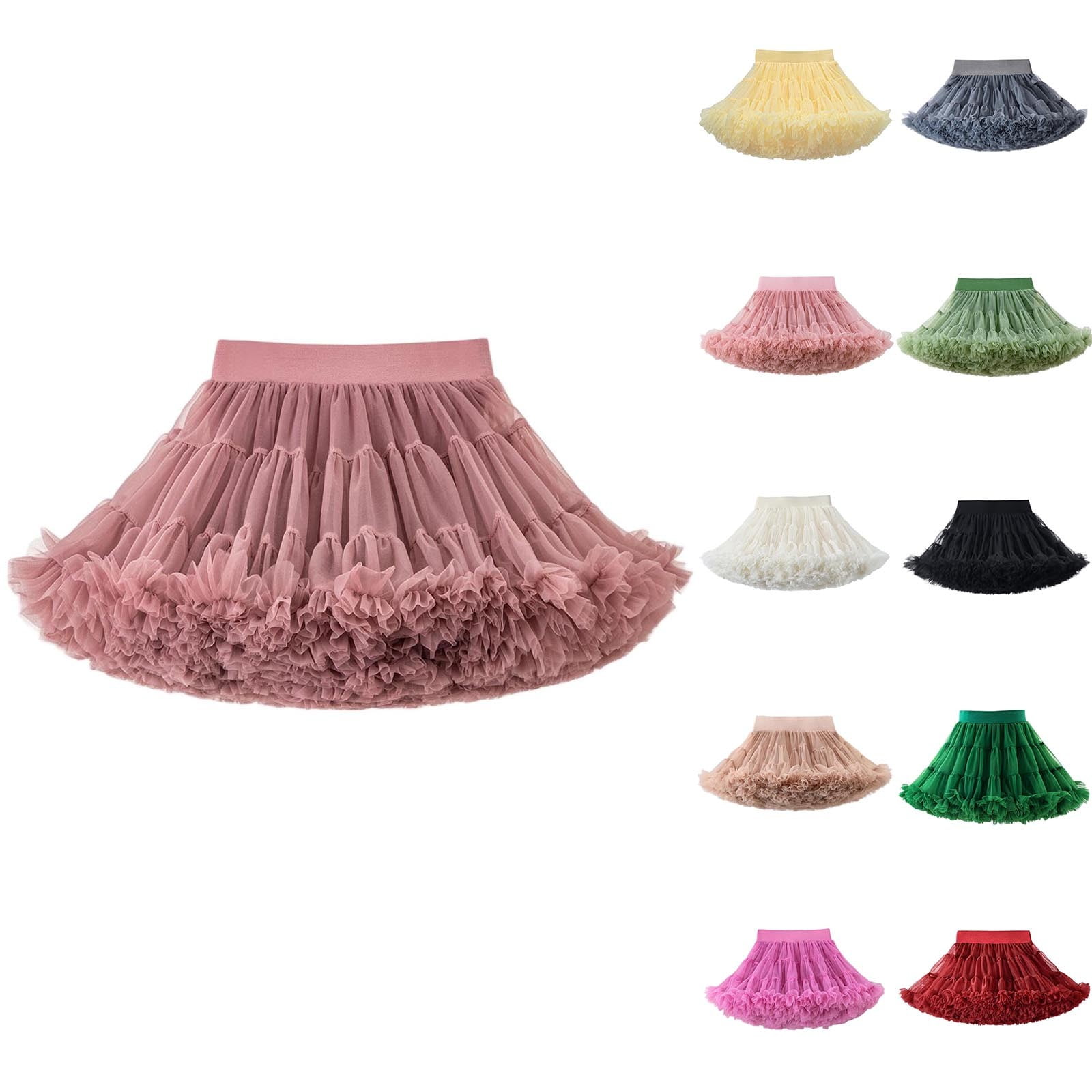 HAOTAGS Skirts for GirlsElastic Waist High-Waisted Fluffy Mini ...