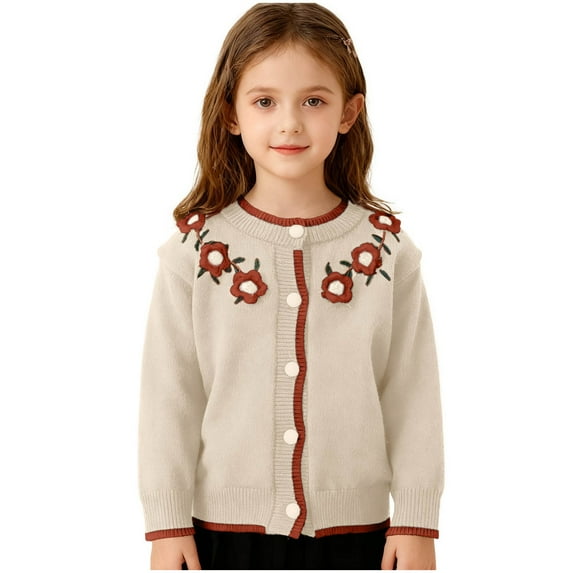 HAOTAGS Sweater, Round Neck Floral Pattern Sweaters for Girls Kids ...