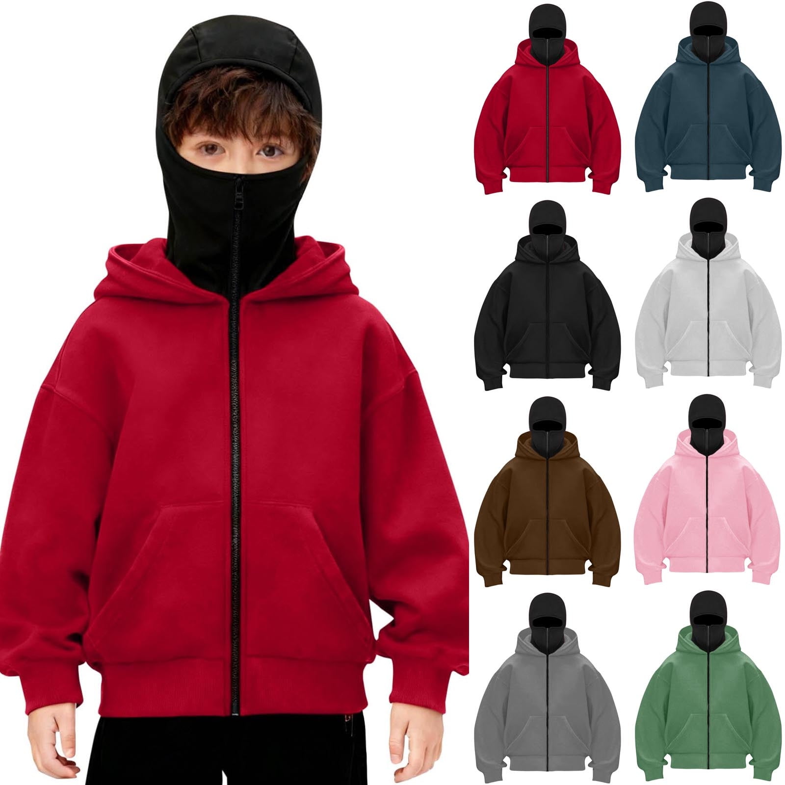 HAOTAGS Teen Boys Girls Winter Double-Hood Zip Jacket(4-15), Windproof ...