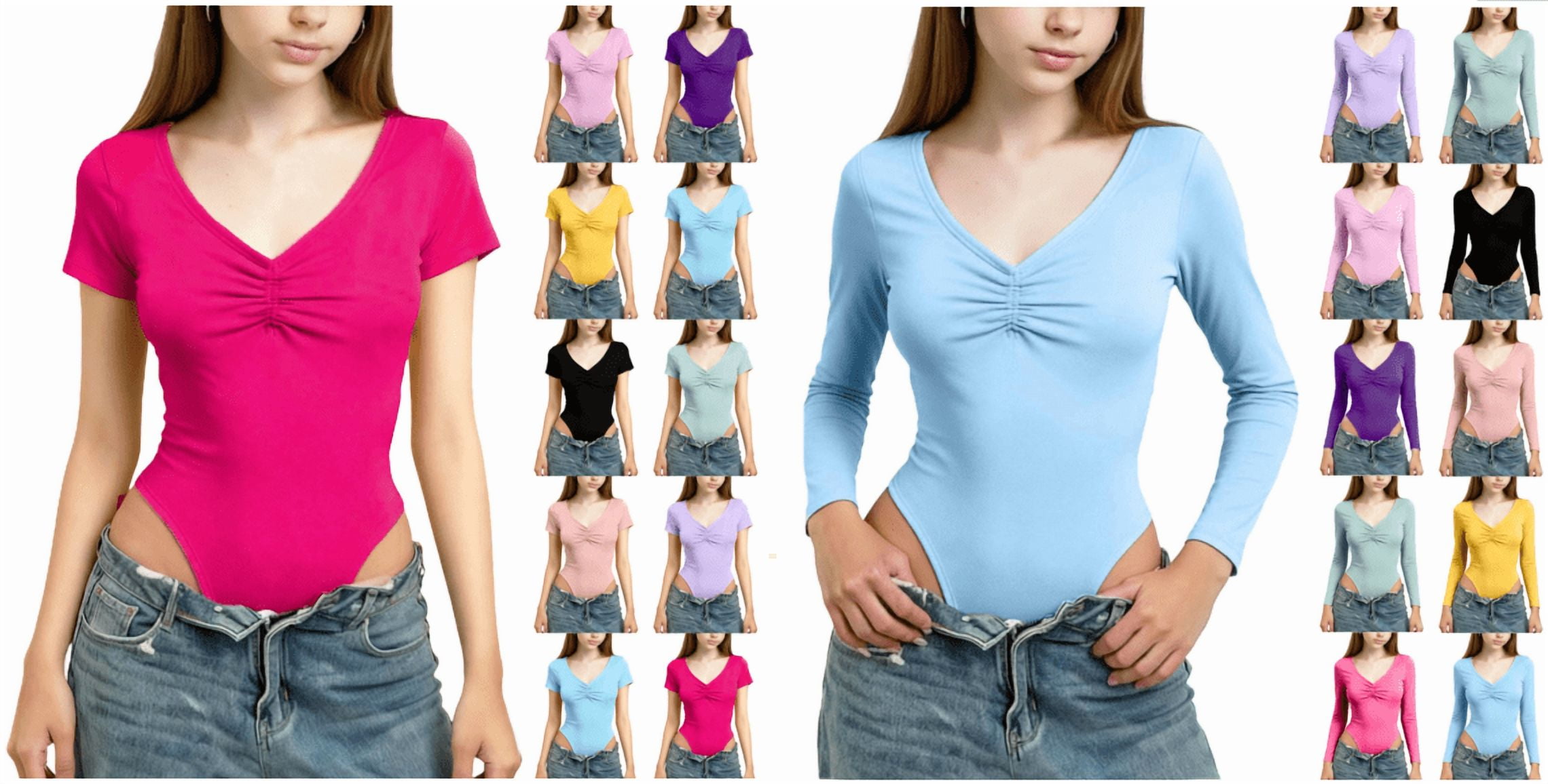 HAOTAGS Teen Girls V-Neck Long-Sleeve Leotard(3-15), Casual Sporty ...