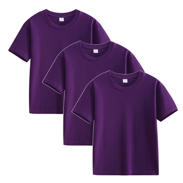 HAOTAGS Toddler Girls 3 Pack Tshirt, Solid Color Short Sleeve Round ...