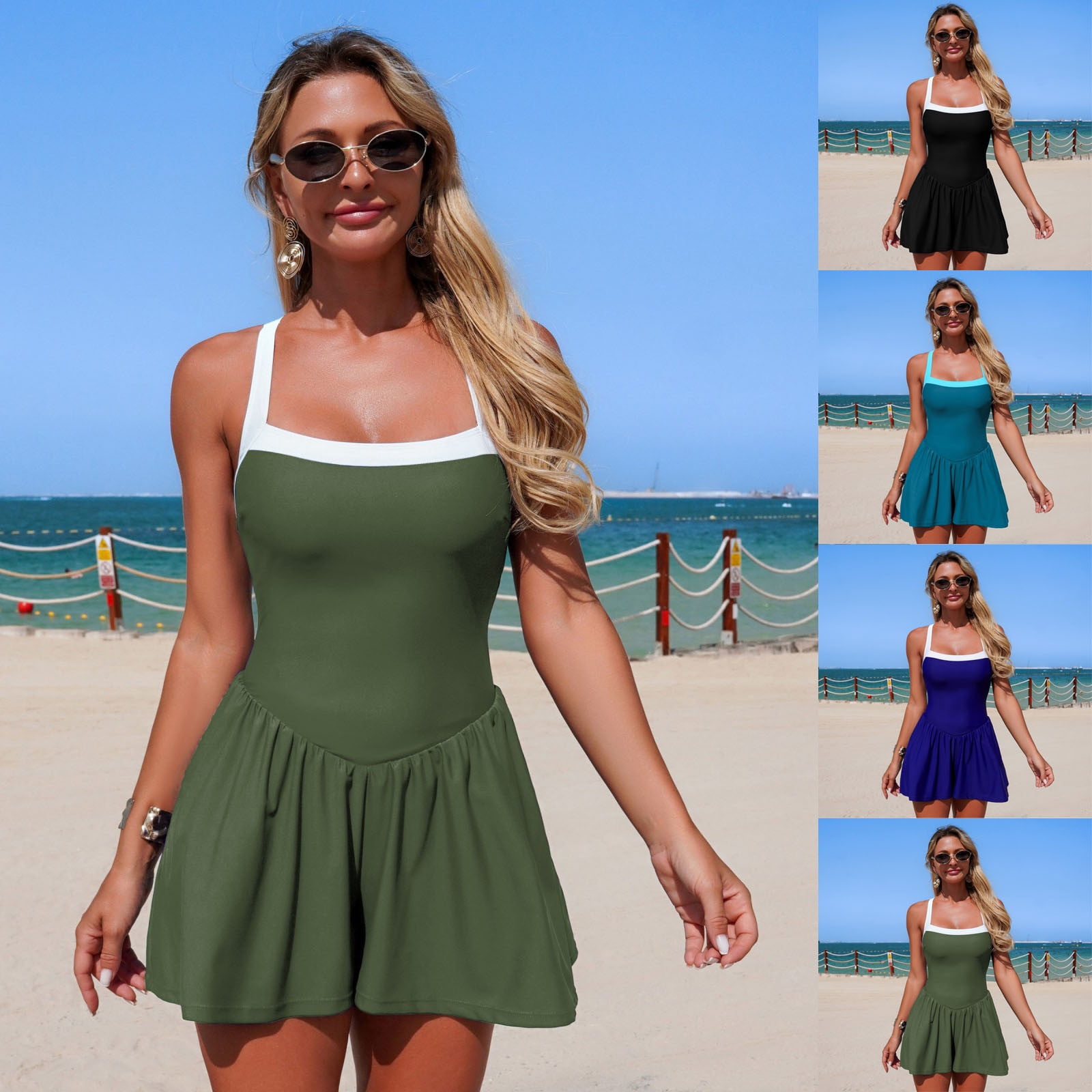HAOTAGS Women's Puff Sleeve Bikini Set, Removable Soft Cup Bra Swim ...