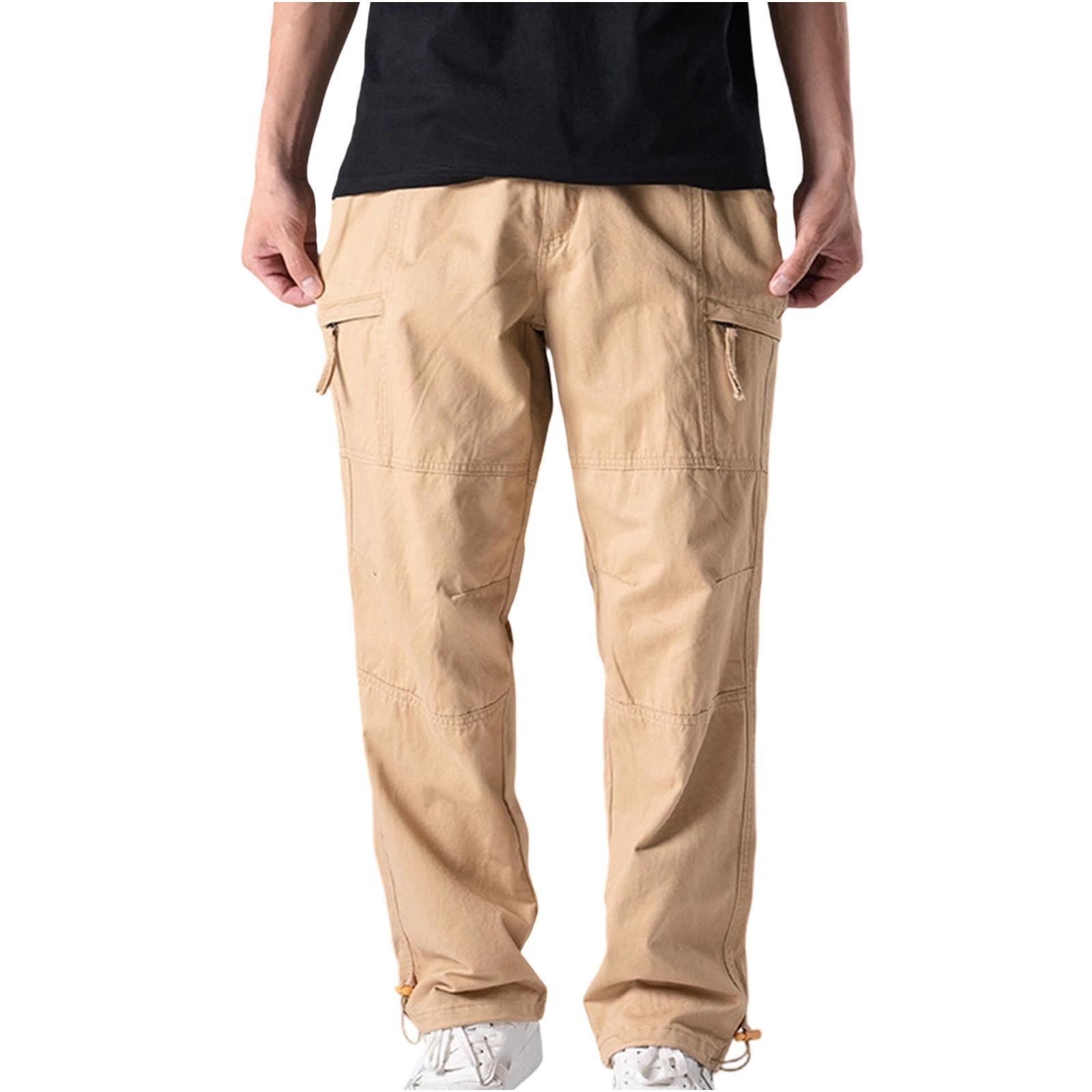 HAOTAGS Work Pants for Men, Multiple Zipper Pockets Straight-leg ...