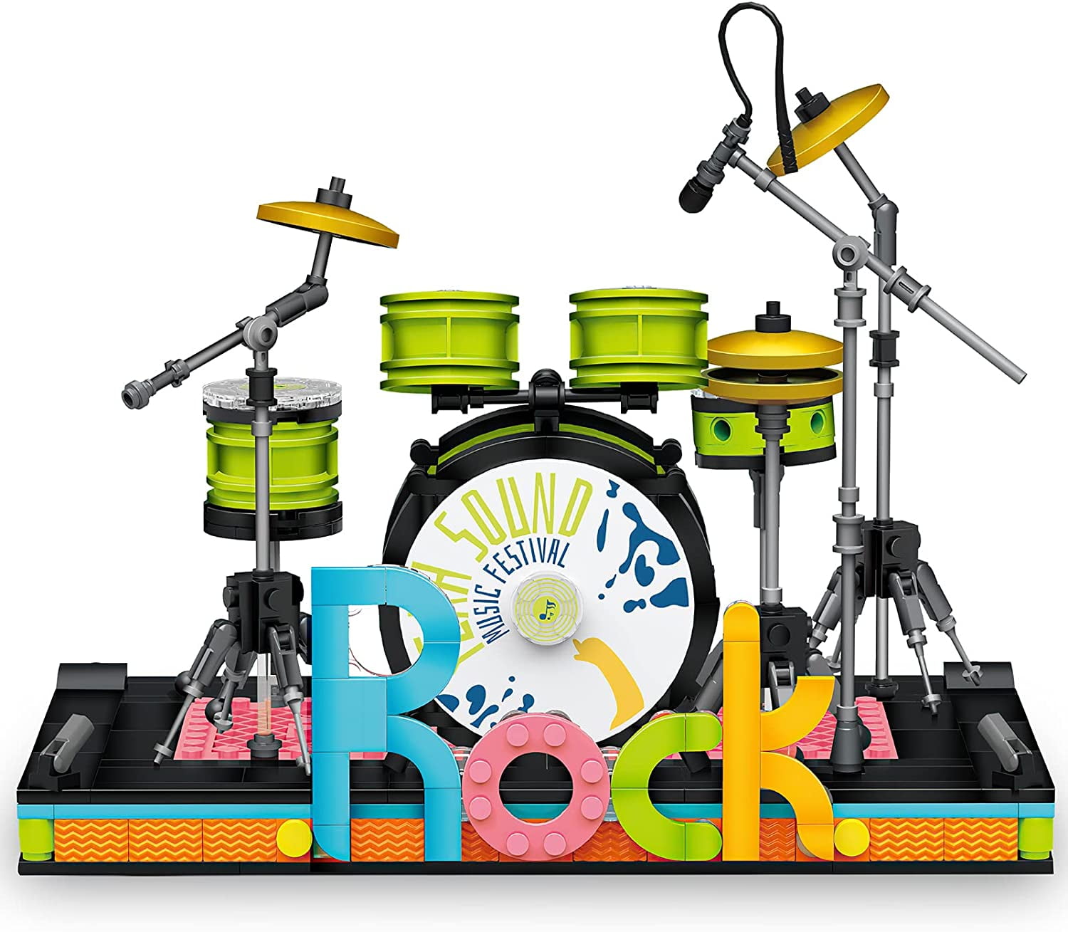 HAOTUTOYS Mini Building Blocks Drums Musical Instruments Building ...