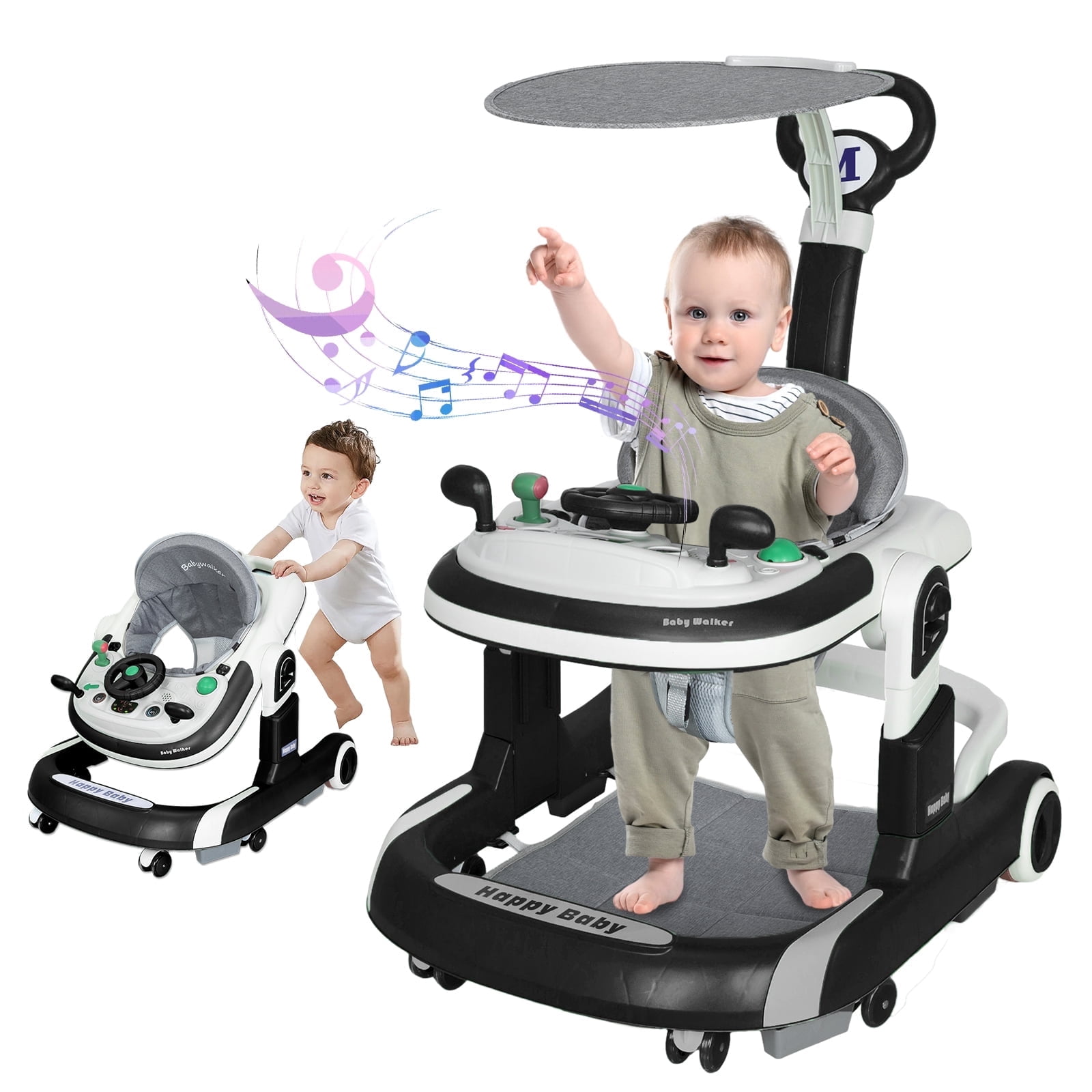 HAOUUCYIN 5-in-1 Baby Walker, Adjustable Height, Foldable Design, Anti ...