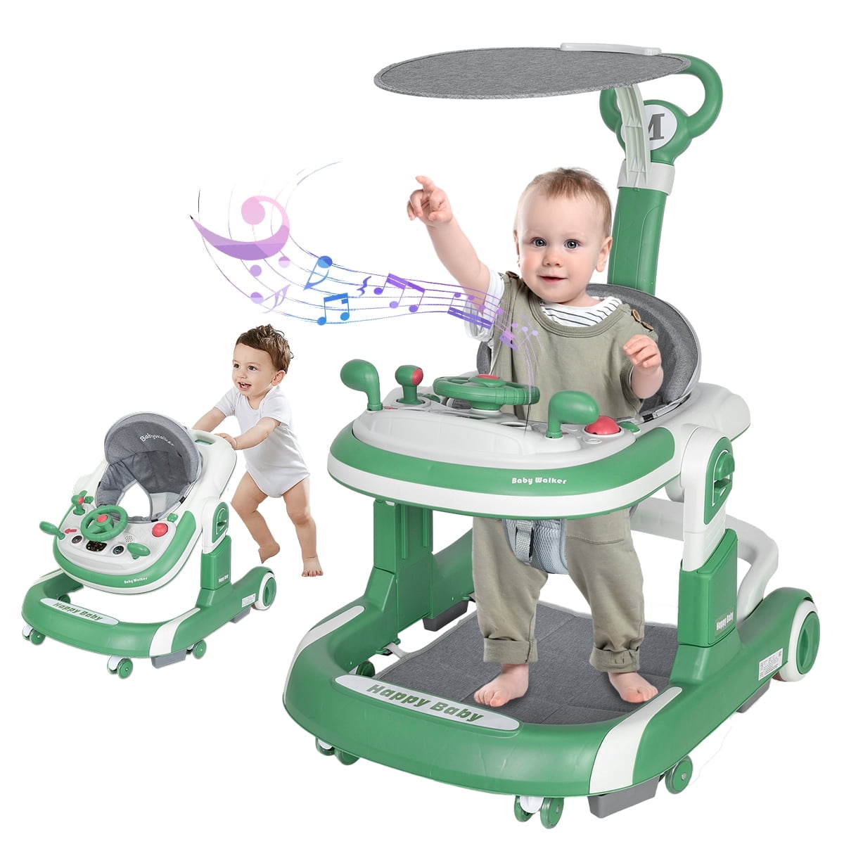 HAOUUCYIN 5-in-1 Baby Walker with Foot Pads/Handles for Girls Boys ...