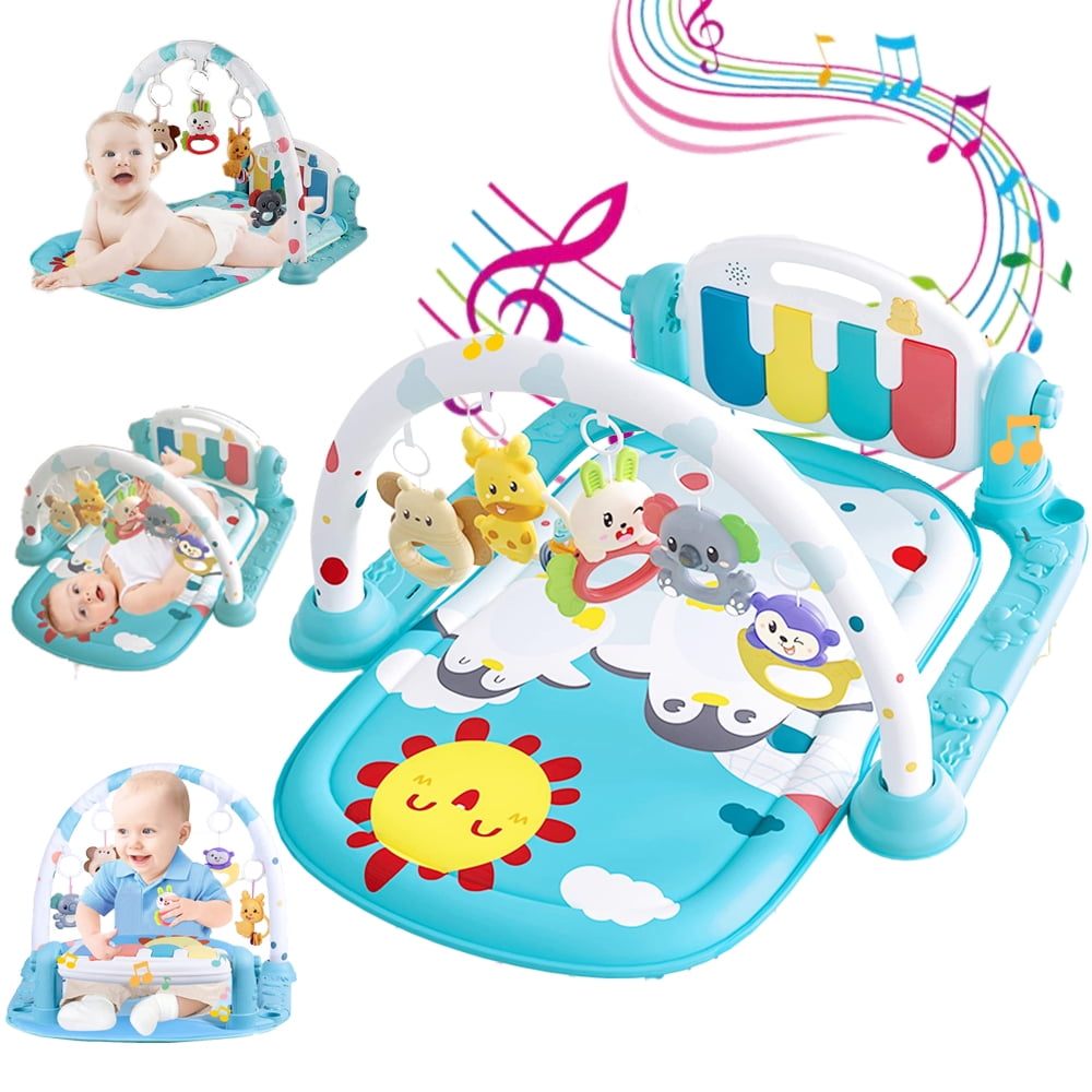3-in-1 Newborn Baby Activity Play Mat, Tummy Time Piano Gym with ...
