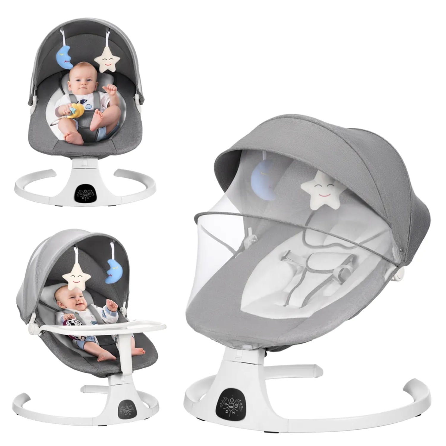 HAOUUCYIN Baby Swing, Infants Rocker with 5 Swing Speeds, 3 Seat ...