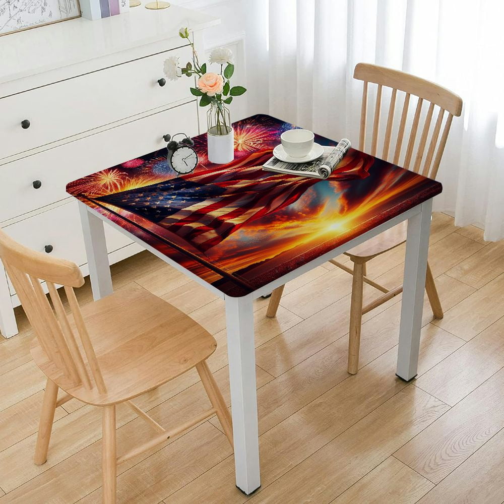 HAOXIT American Flag with Square Tablecloth, Modern Table Linen Cloth ...