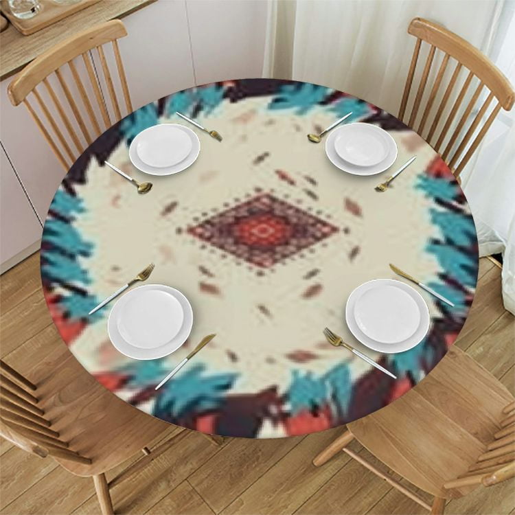 HAOXIT Aztec Southwestern Round Tablecloth Ethnic Tribal Geometric ...