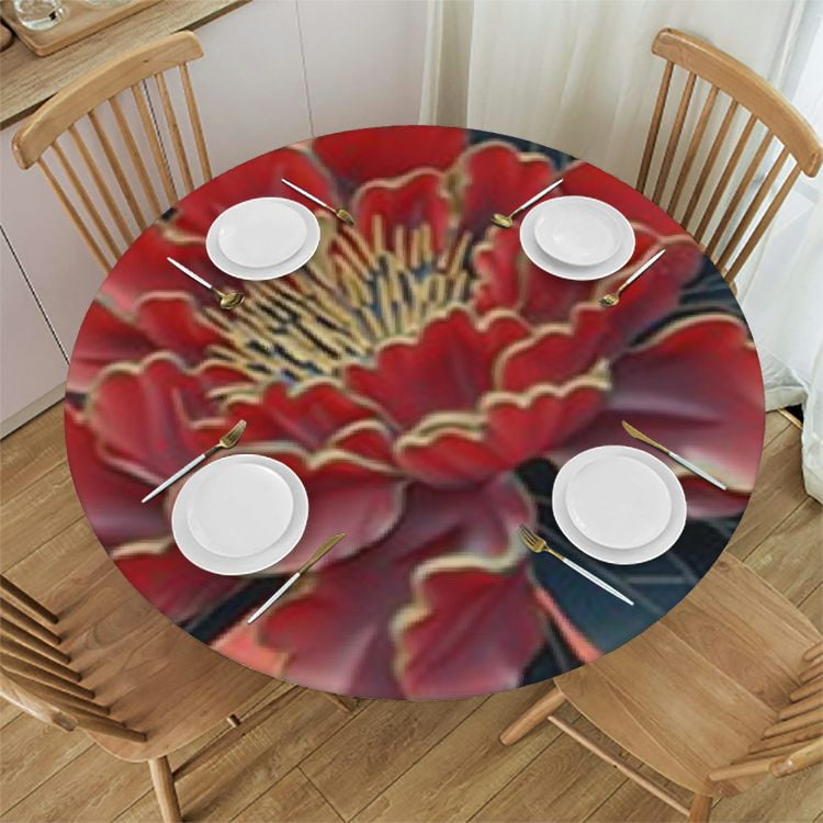 HAOXIT Black Tablecloth for Round Tables, Floral Pattern Tablecloths ...