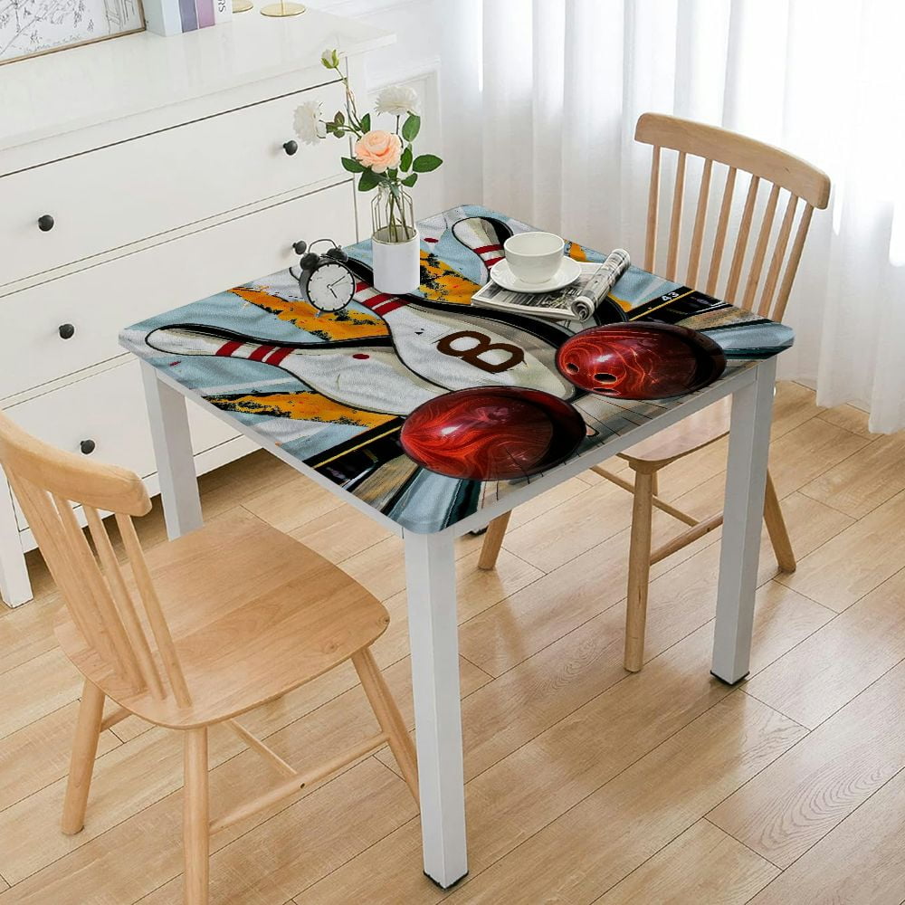 HAOXIT Bowling Party Tablecloth, Cartoon Comic Book Style Design Stars Retro Style with Crash ...