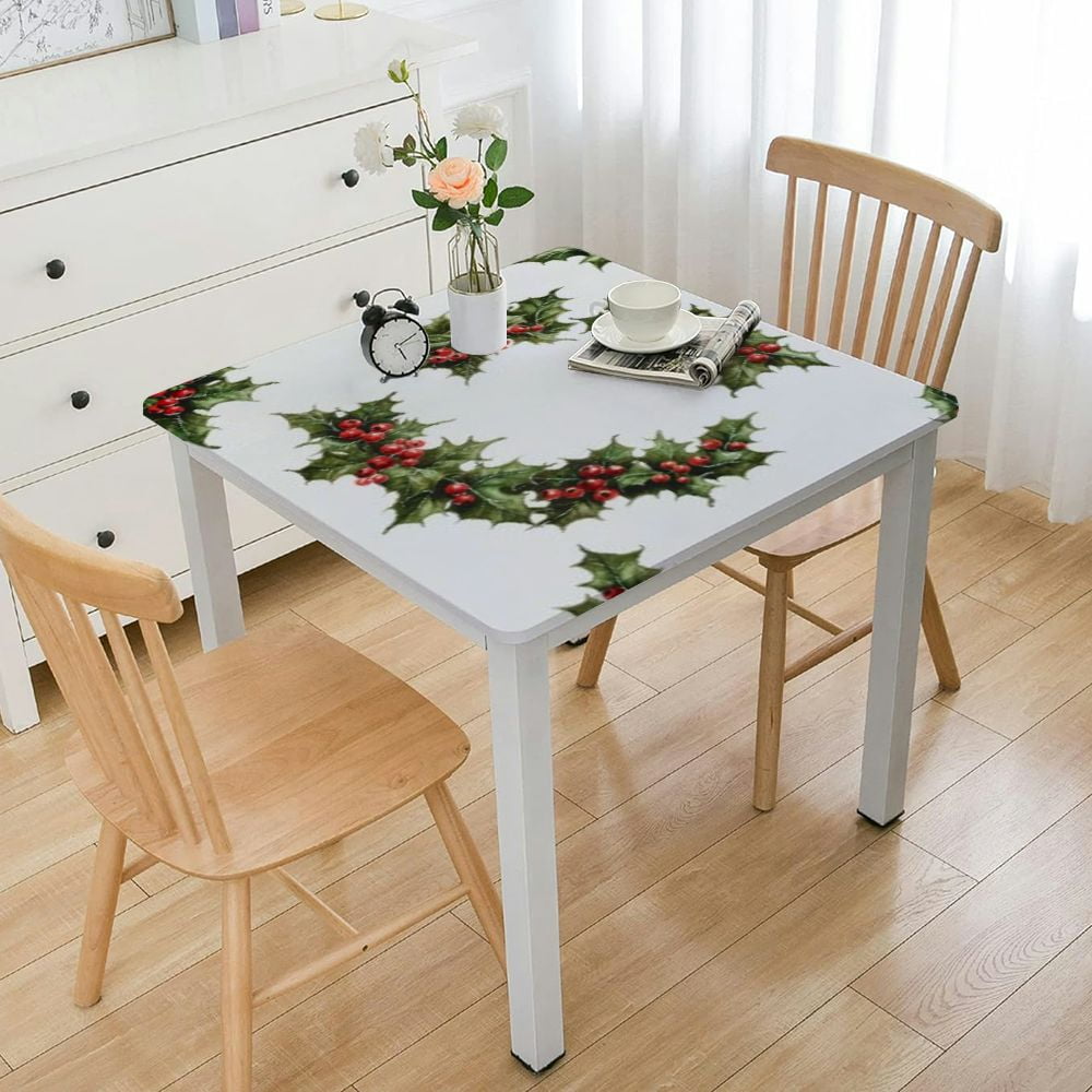 HAOXIT Christmas Tablecloth Square Red White Floral Table Cloth,Stain ...