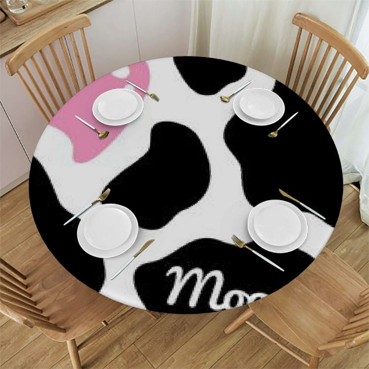 HAOXIT Cow Print Tablecloth, Camouflage Hide Pattern in Black and White ...