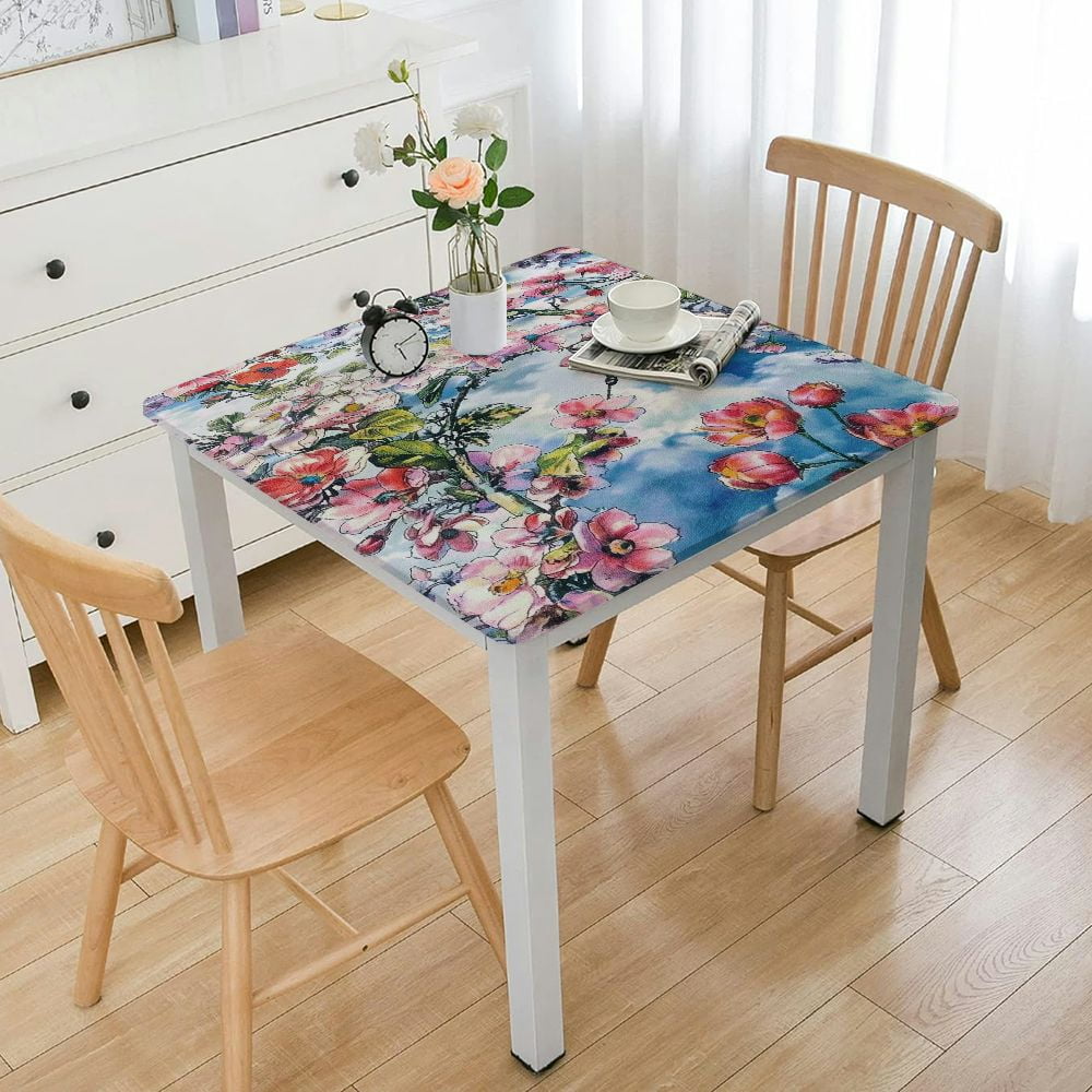 HAOXIT Decorative Elastic Edged Square Fitted Tablecloth,Apricot Tree ...