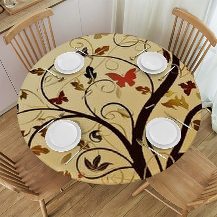 HAOXIT Decorative Round Fitted Tablecloth,Fall Print Elastic Edged ...