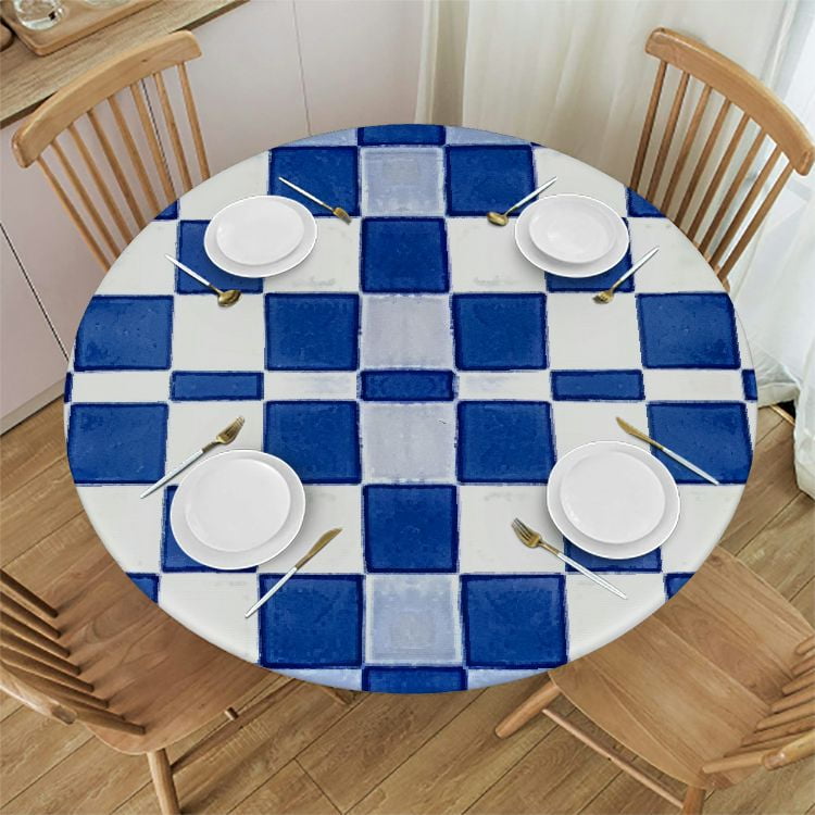 HAOXIT Deluxe Elastic Edged Flannel Backed Fitted Table Cover -Gingham ...