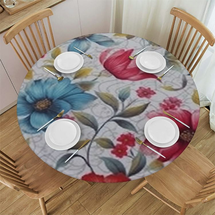 HAOXIT Deluxe Elastic Edged Flannel Backed Vinyl Fitted Table Cover ...