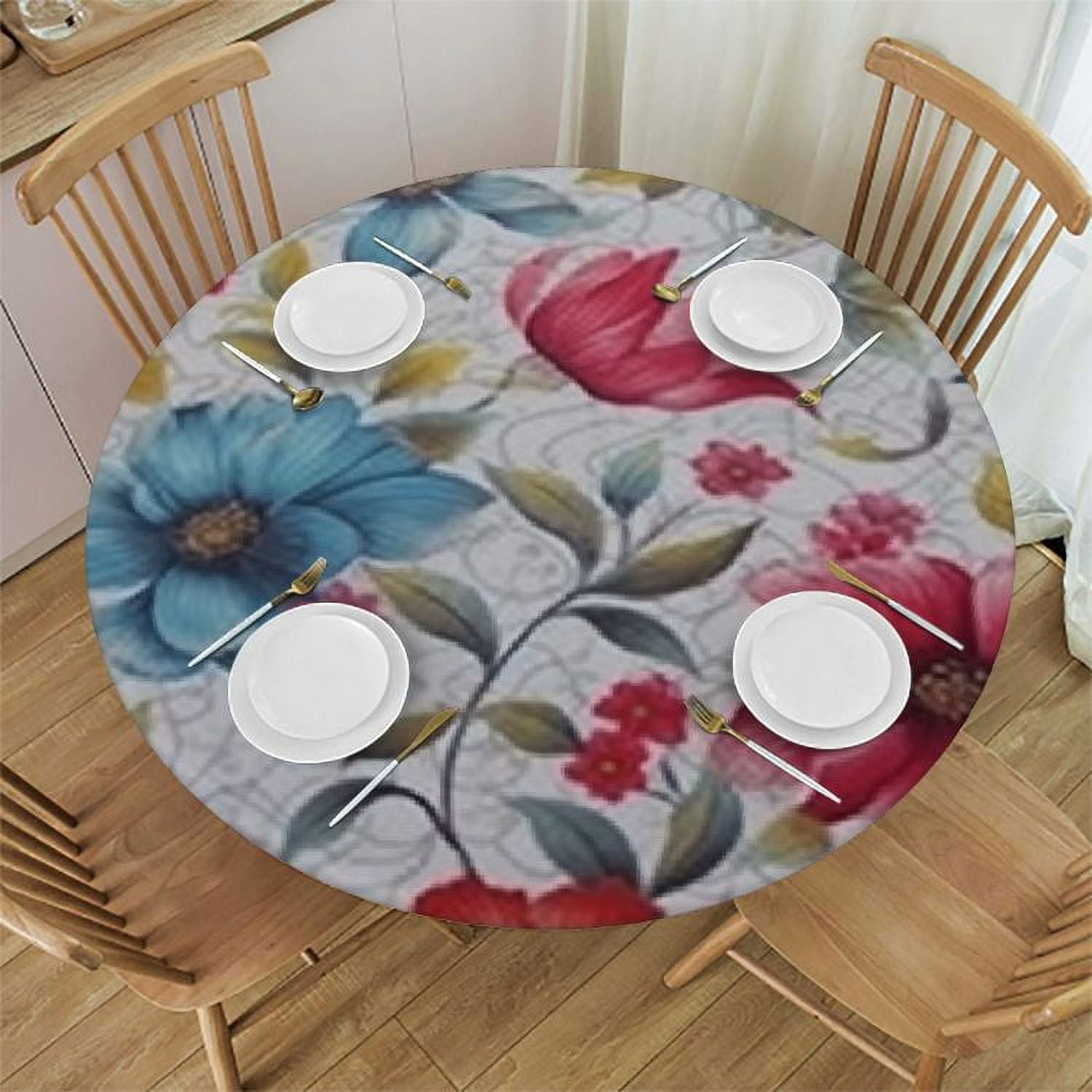 HAOXIT Deluxe Elastic Edged Flannel Backed Vinyl Fitted Table Cover ...