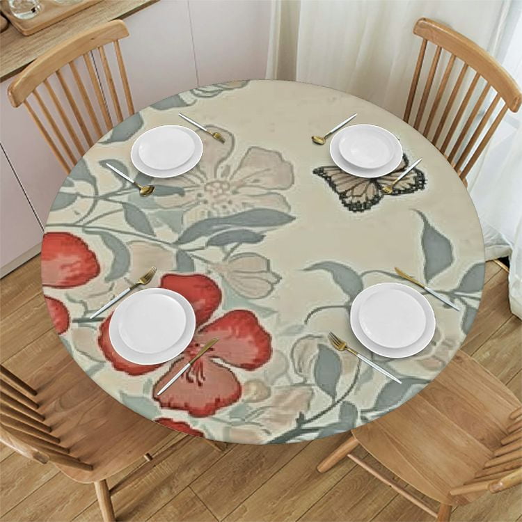 HAOXIT an Fitted Table Cover, Flowers Silhouette Tropical Plants ...