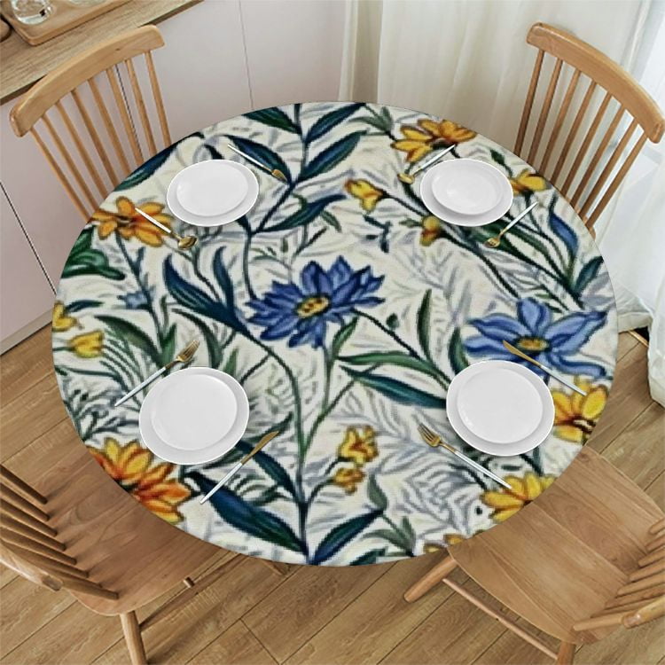 HAOXIT Flower Fitted Table Cover, and Rural Nature Scenery in Meadows ...