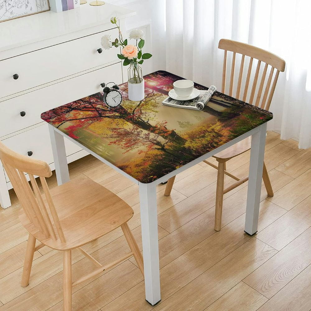 HAOXIT Forest Tablecloth, View in The Foggy Forest with Sun Beams and ...