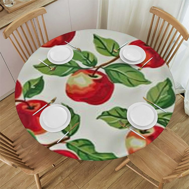 HAOXIT Fruits Tablecloth, Vivid Colored Cartoon Style Ripe Red Apples ...