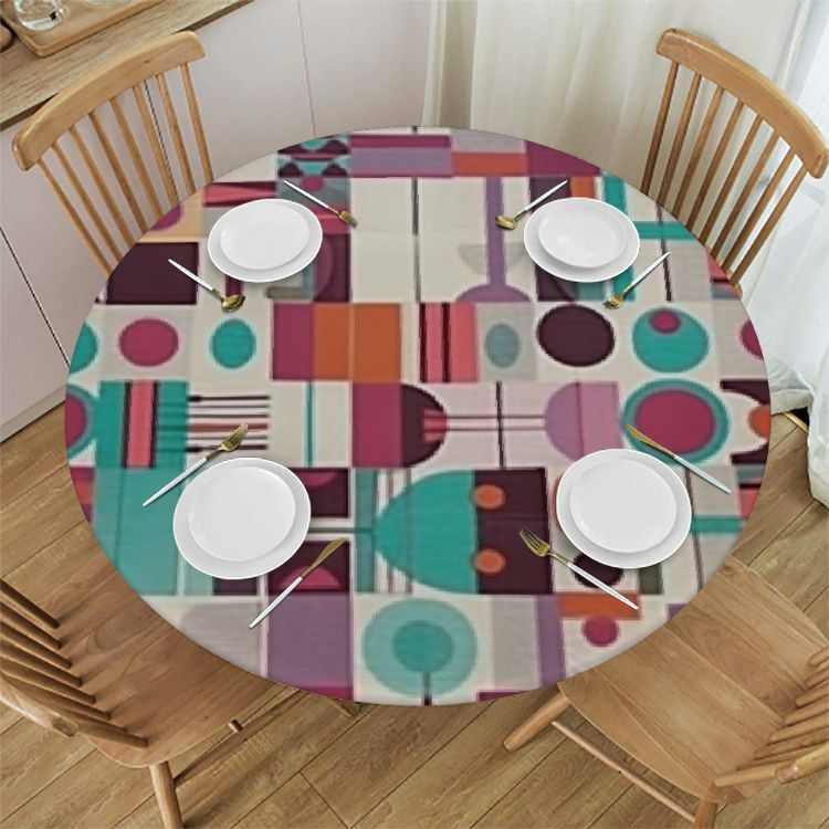 HAOXIT Mid Century Tablecloth, Rich Pattern of Motifs from Groovy and ...