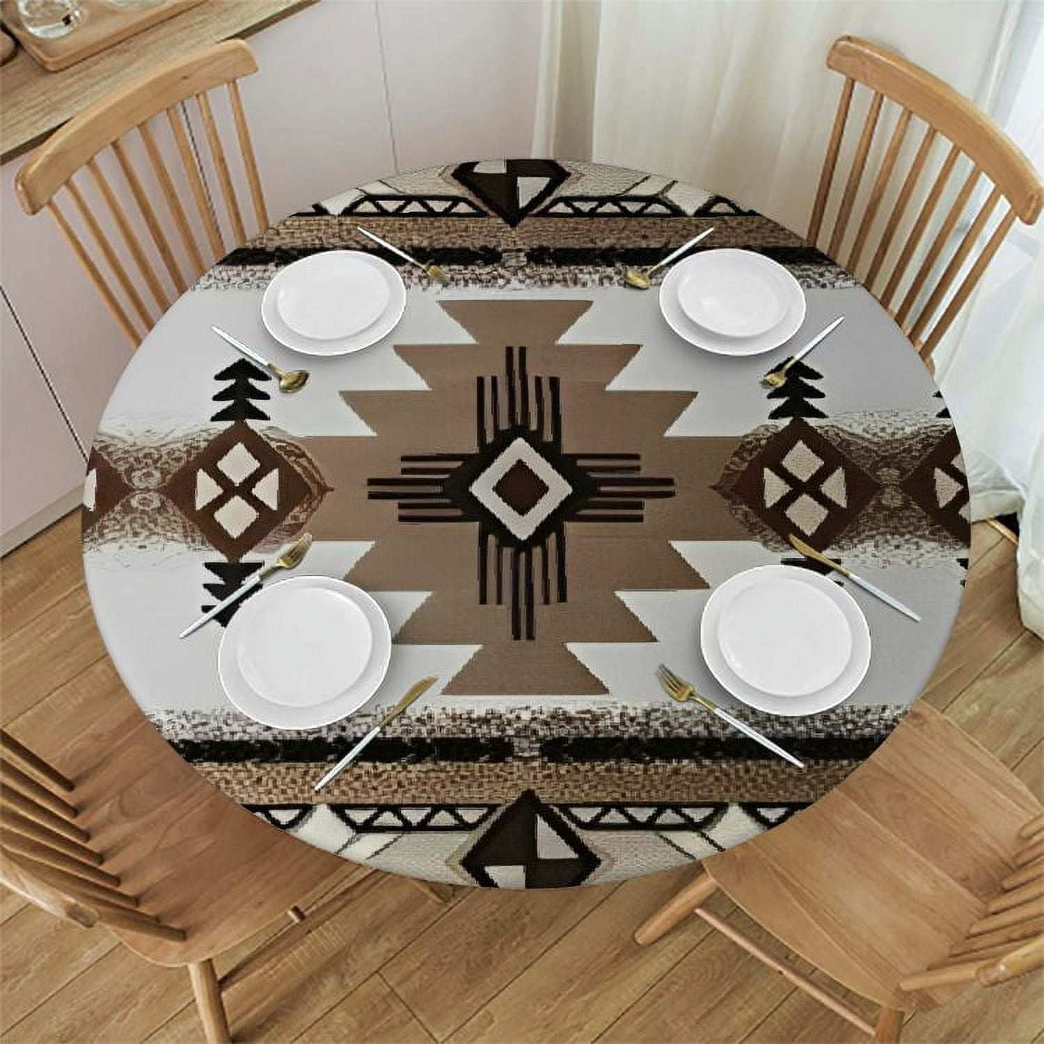 HAOXIT Native Printed Tablecloth for Round Tables, Oil-Proof Spill ...