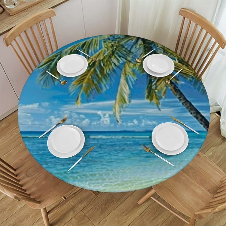HAOXIT Pattern Round Table Cover,Elastic Edge,Suitable for Catering and ...