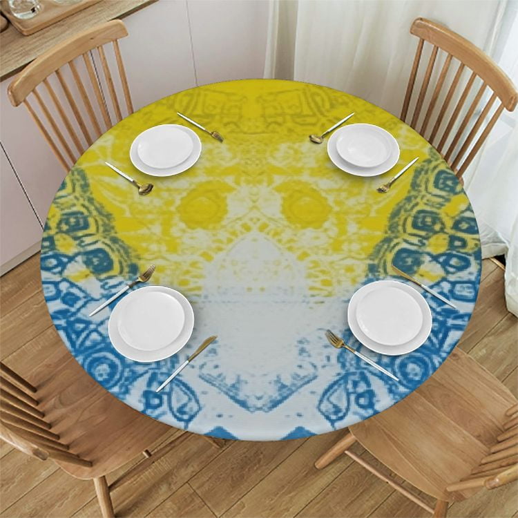 HAOXIT Psychedelic Round Tablecloth, Fluid Rainbow Color Paint Splash ...