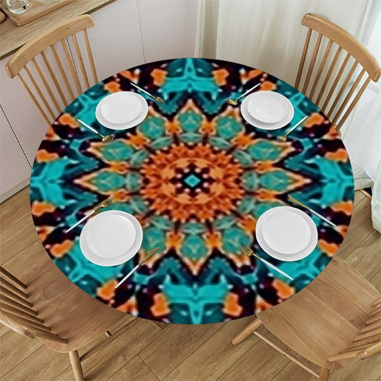 HAOXIT Psychedelic Tablecloth, Round Flowers Floral Patterns with ...