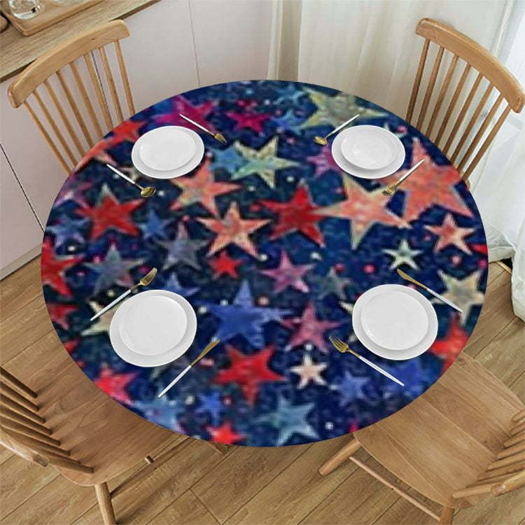 HAOXIT Red Blue Stars Table Cloth Element National Flag Colors Day ...