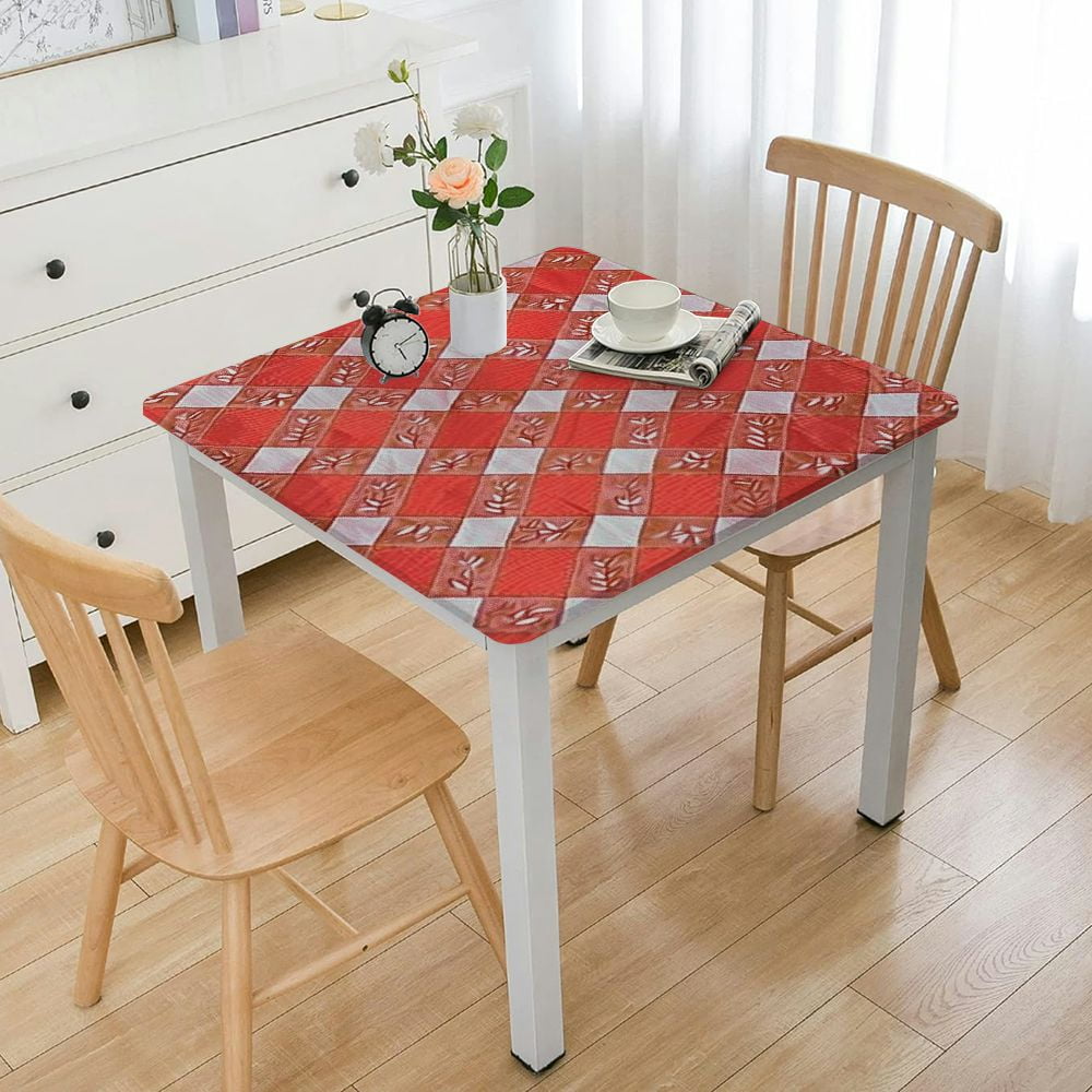 HAOXIT Red and White Checkered Tablecloth, Square Vinyl Table Cloth ...